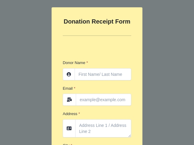 Donation Receipt Form Template Template - FormNX