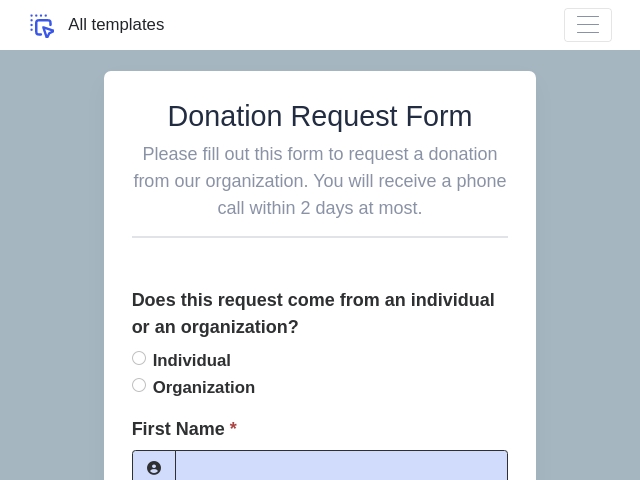 Form Templates For Donation Management - FormNX