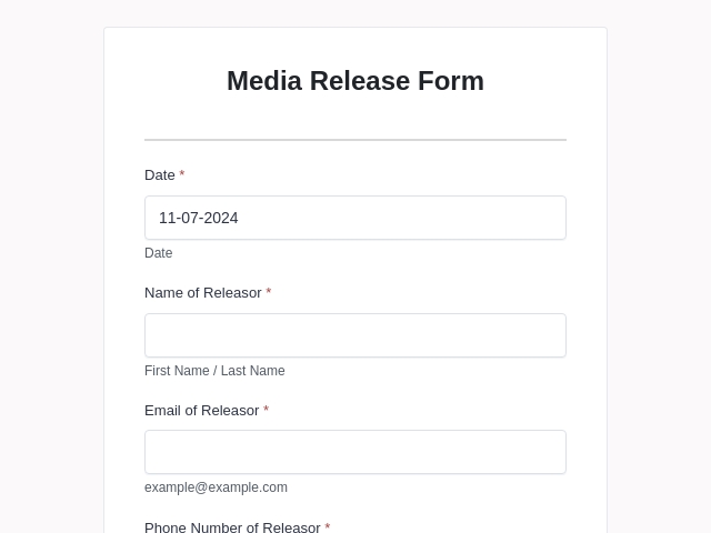 Media Release Form Template - FormNX