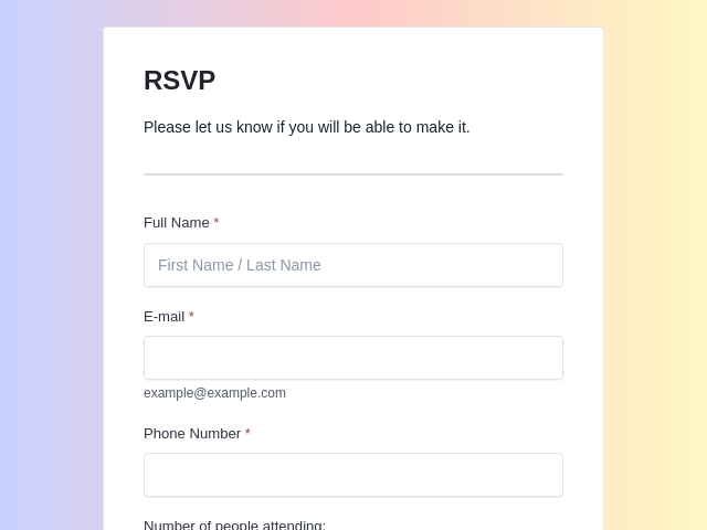 Form Templates For RSVP - FormNX
